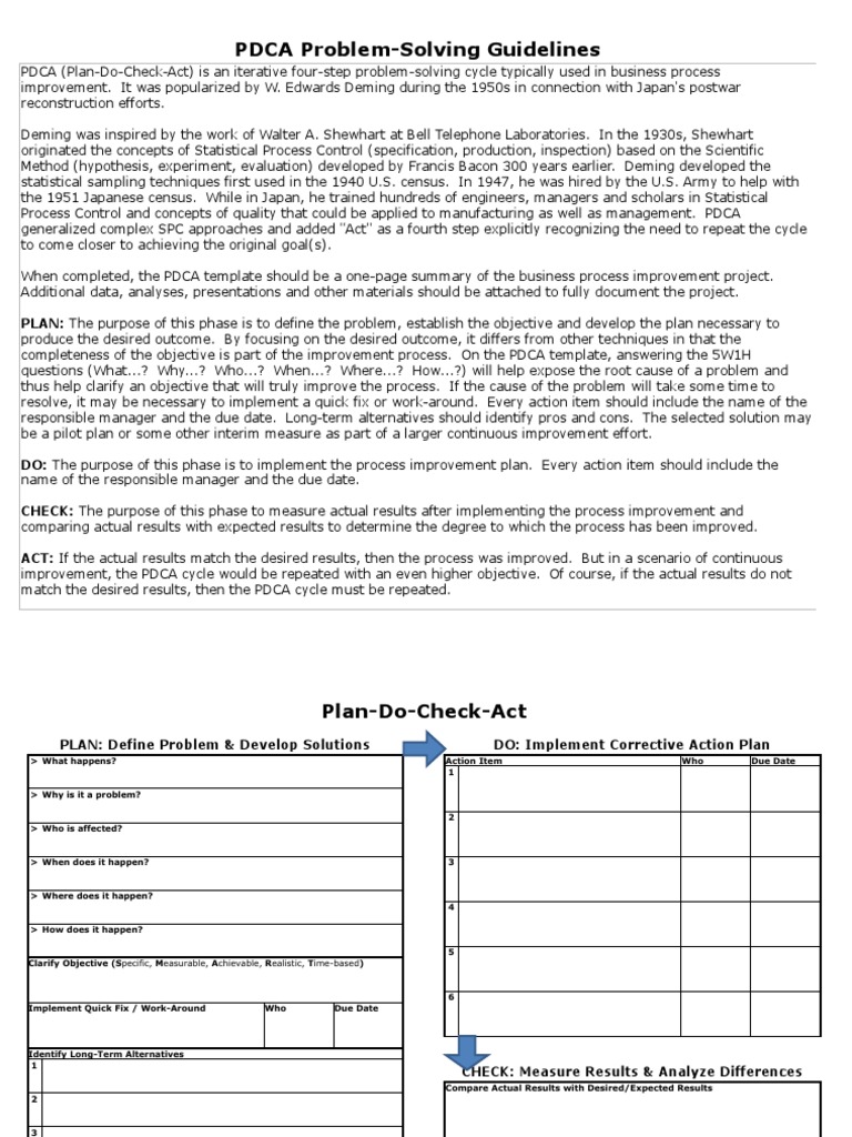 PDCA Template | PDF | Cognitive Science | Science And Technology