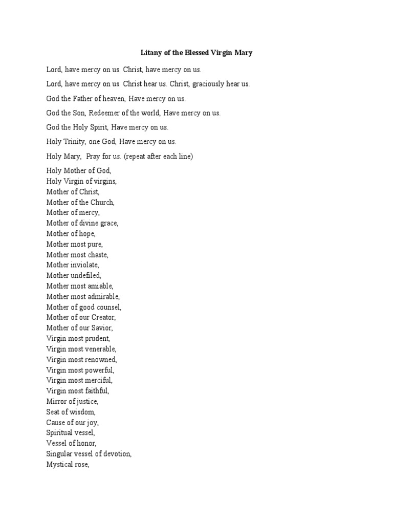 Litany of the Blessed Virgin Mary | PDF