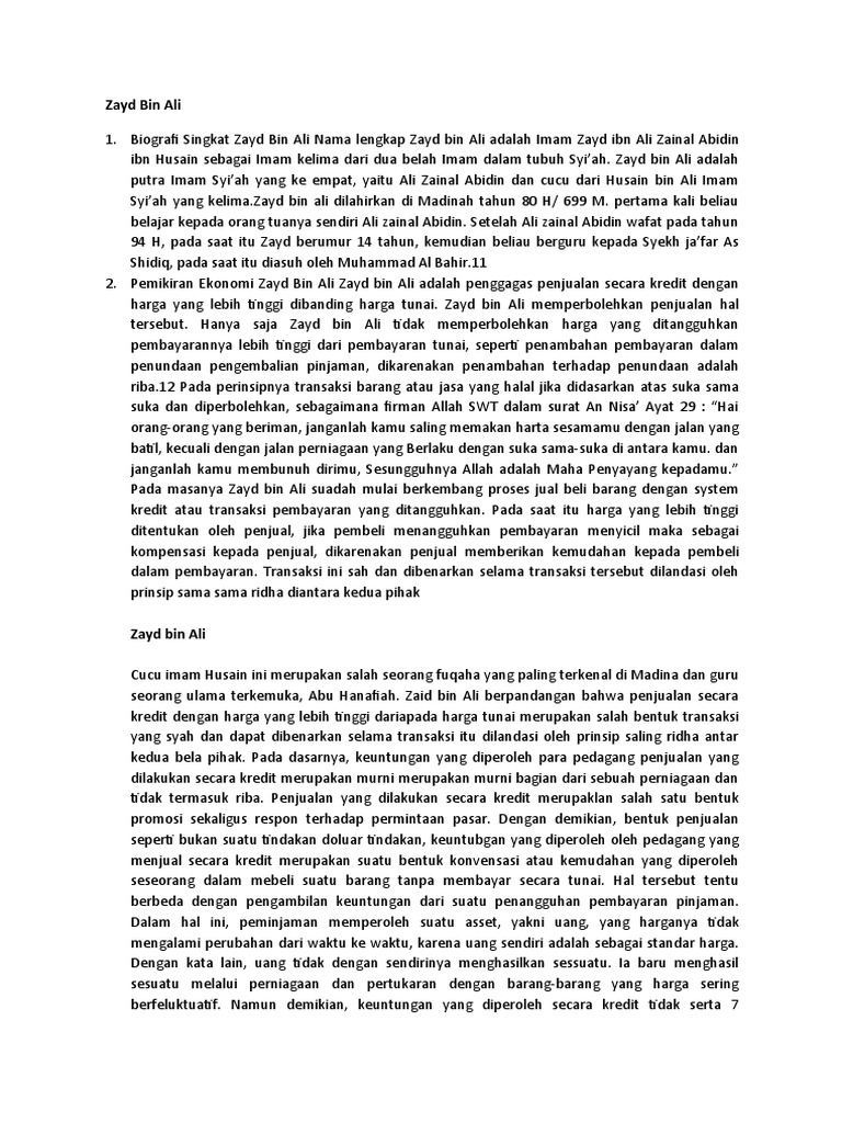 Zayd Bin Ali | PDF | Bisnis | Pengelolaan Keuangan & Uang