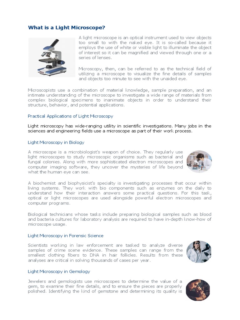 What Is A Light Microscope | PDF | Microscope | Microscopy