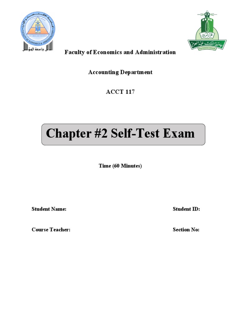 ACCT 117 Chapter 2 Self-Test Exam | PDF | Debits And Credits | Money