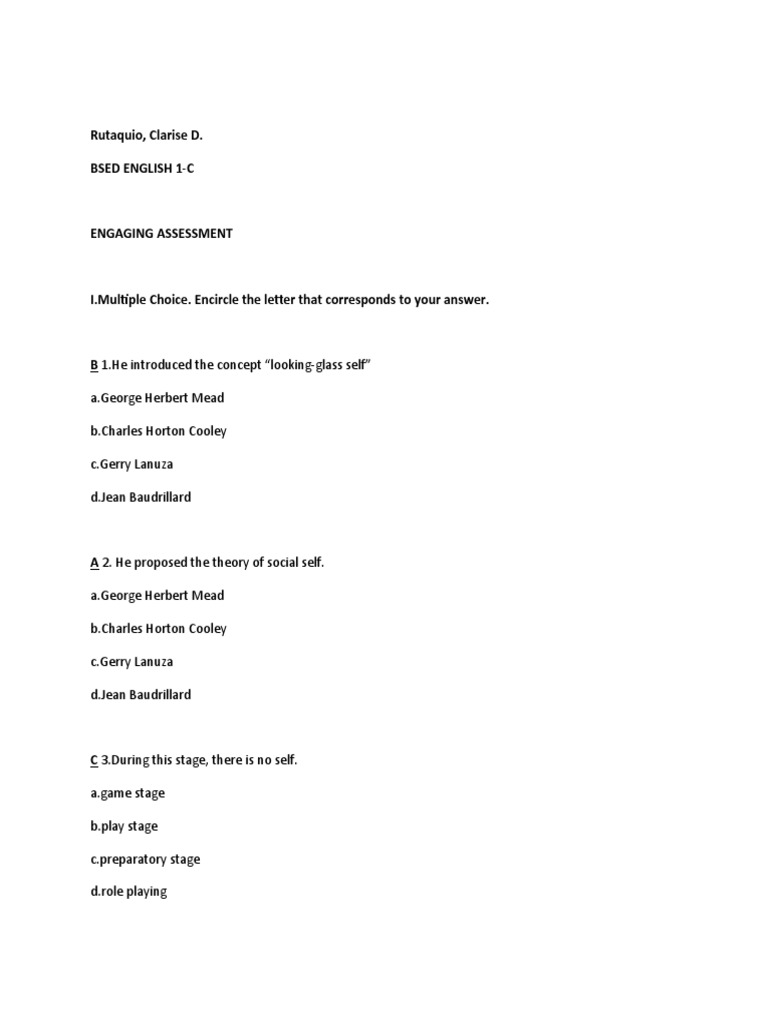 Understanding the Development of Self through Mead's Stages of Self and ...