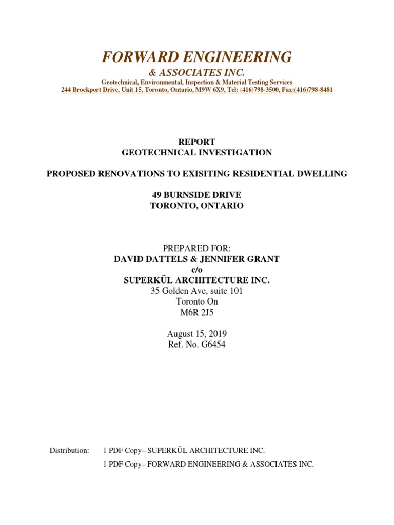 49 Burnside Drive Toronto Geotechnical Report | PDF | Deep Foundation | Geotechnical Engineering