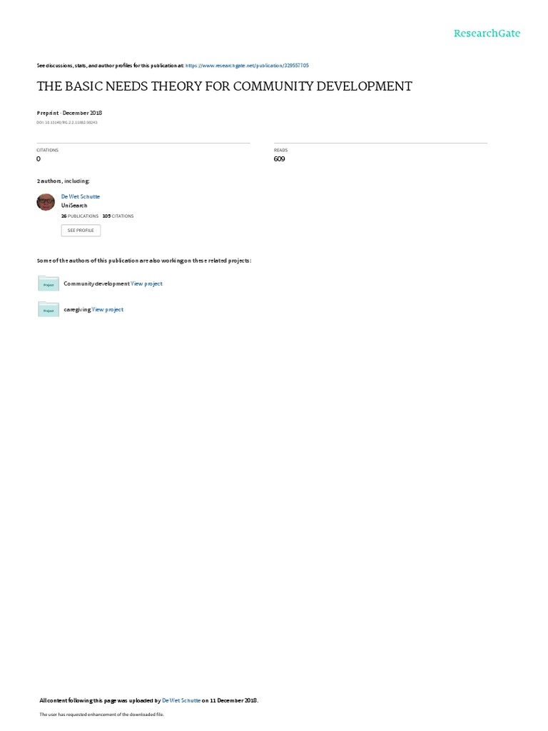 The Basic Needs Theory For Community Development | PDF | Theory | Chaos Theory