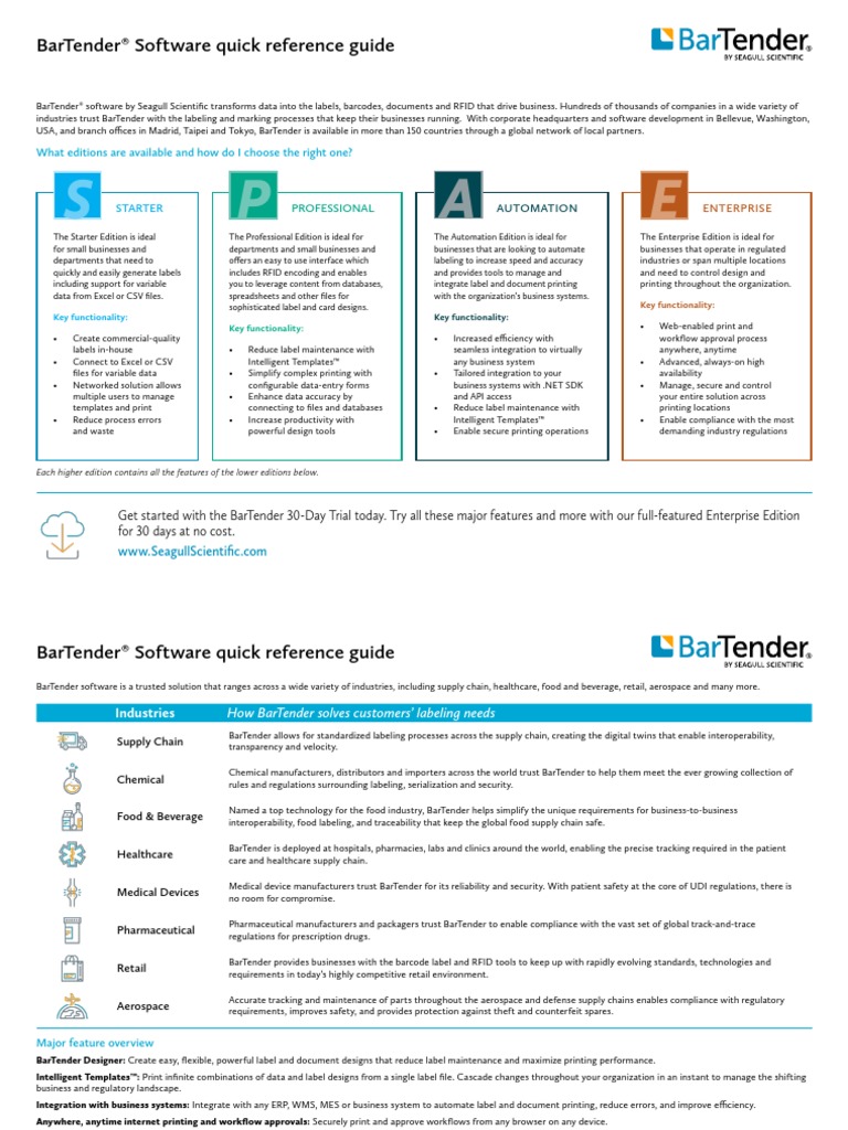 BarTender Quick Reference Guide - 2021 Jan | PDF | Supply Chain | Microsoft Excel