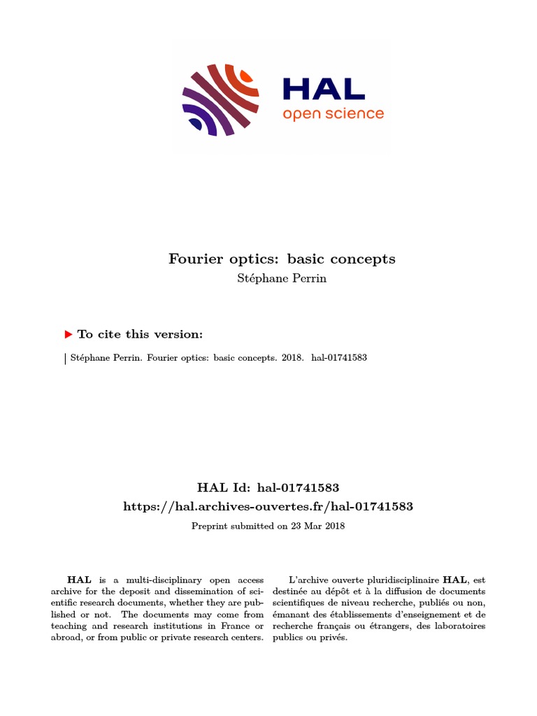 Fourier Optics - Basic Concepts | PDF | Angular Resolution | Diffraction