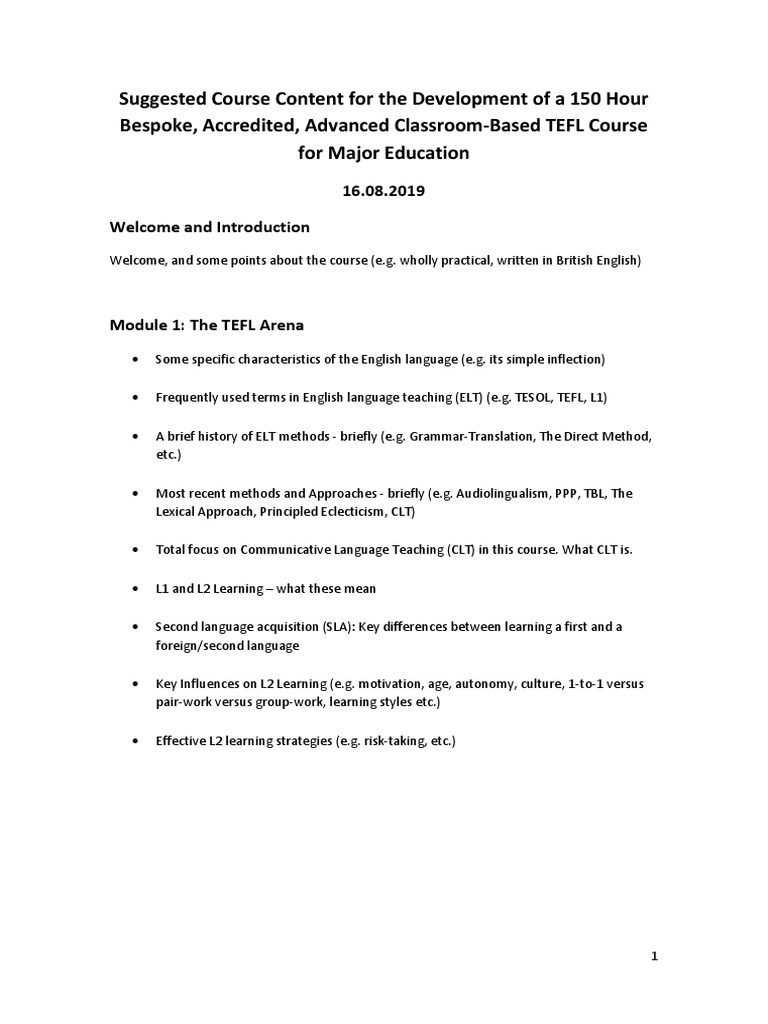 List of Suggested Course Content | PDF | Lesson Plan | Teachers