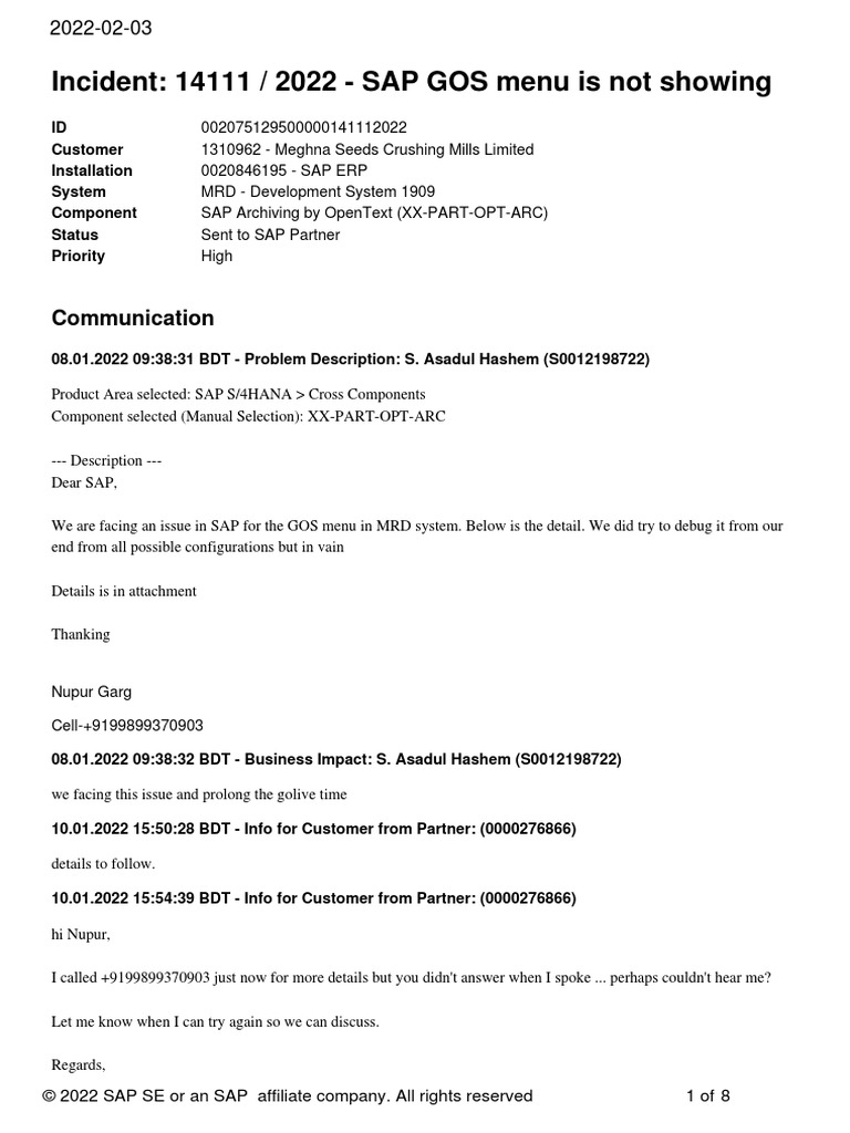 Incident: 14111 / 2022 - SAP GOS Menu Is Not Showing: Communication ...