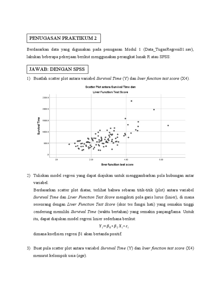 Analisis Regresi Survival Time dan Skor Hati | PDF | Metode & Bahan Ajar