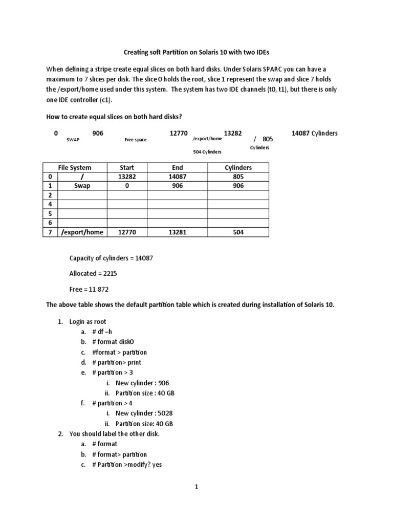 Creating Soft Partition On Solaris 10 | PDF | System Software | Oracle ...