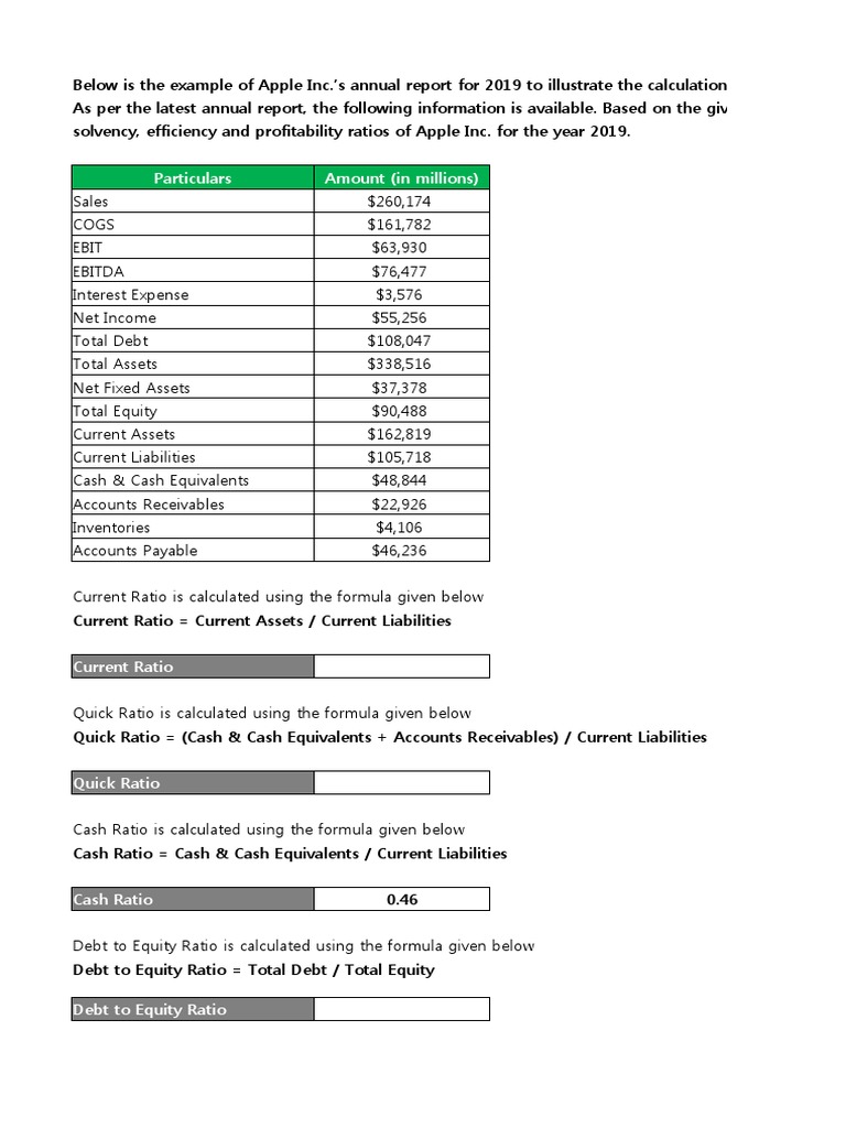 Apple Inc. 2019 Ratio Analysis Overview | PDF | Revenue | Equity (Finance)