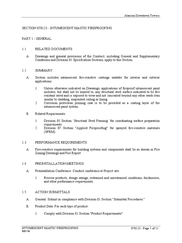 Intumescent Mastic Fireproofing Specs | PDF