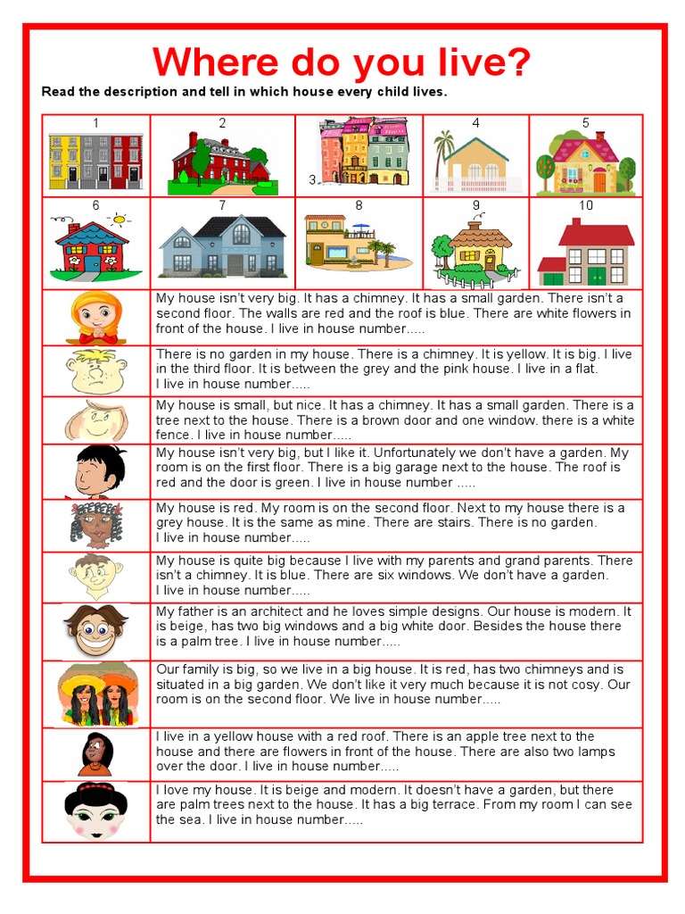 House Where Do You Live Oneonone Activities Reading Comprehension ...