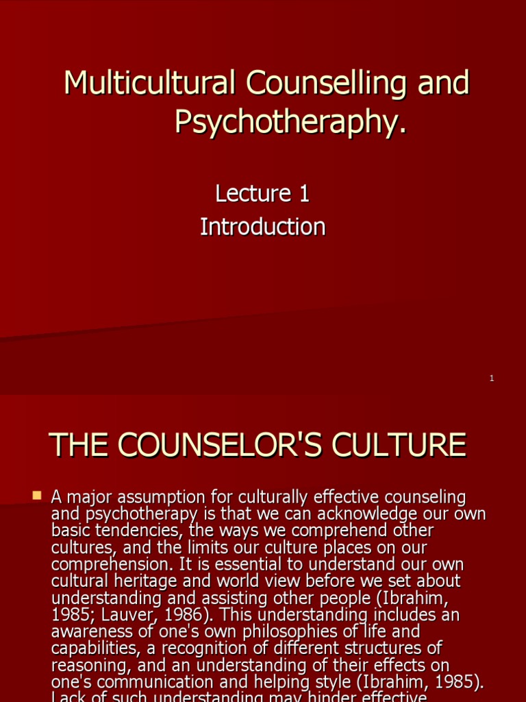 Multicultural Counseling Insights | PDF | Psychotherapy | Value (Ethics)