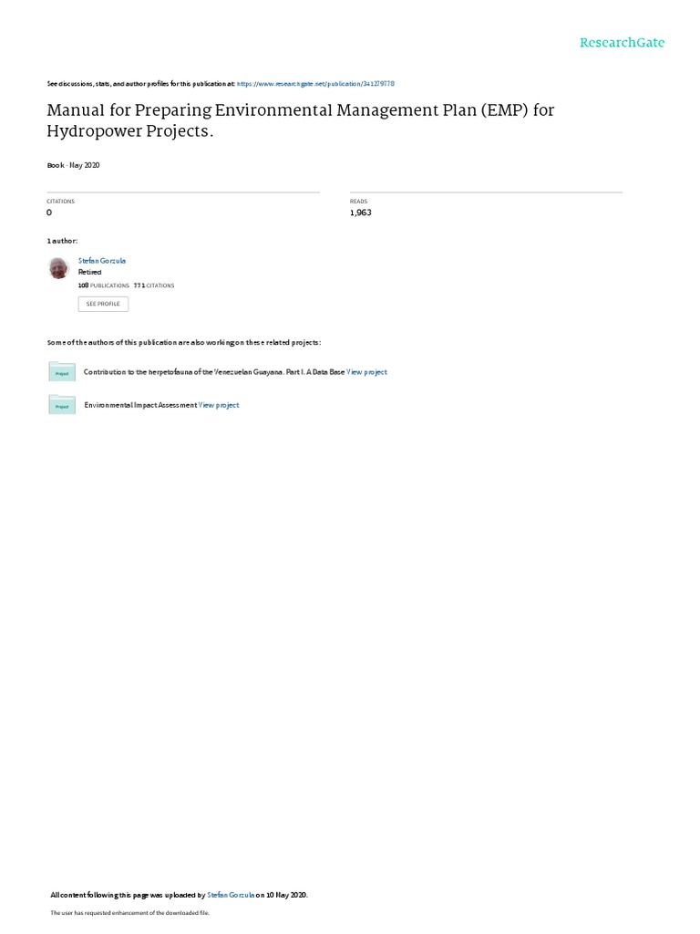 Manual For Preparing Environmental Management Plan (EMP) For Hydropower ...