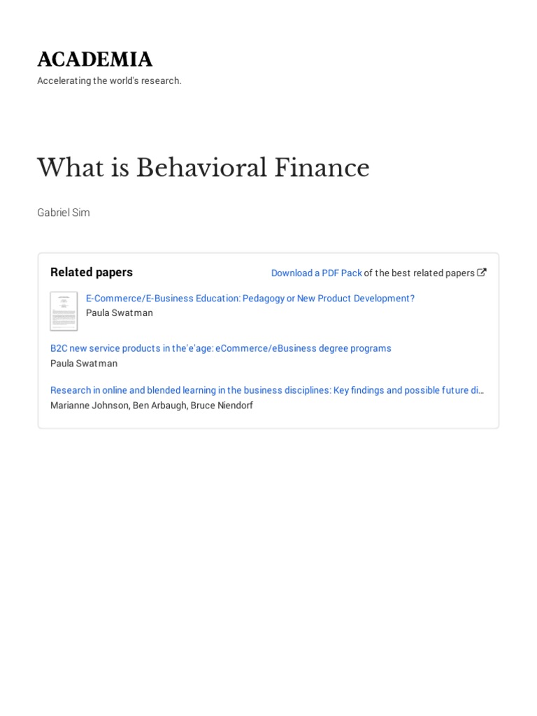 What Is Behavioral Finance With Cover Page v2 | PDF | E Commerce ...