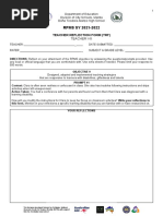 Teacher Reflection Form For T I III For RPMS SY 2022 2023 | PDF ...