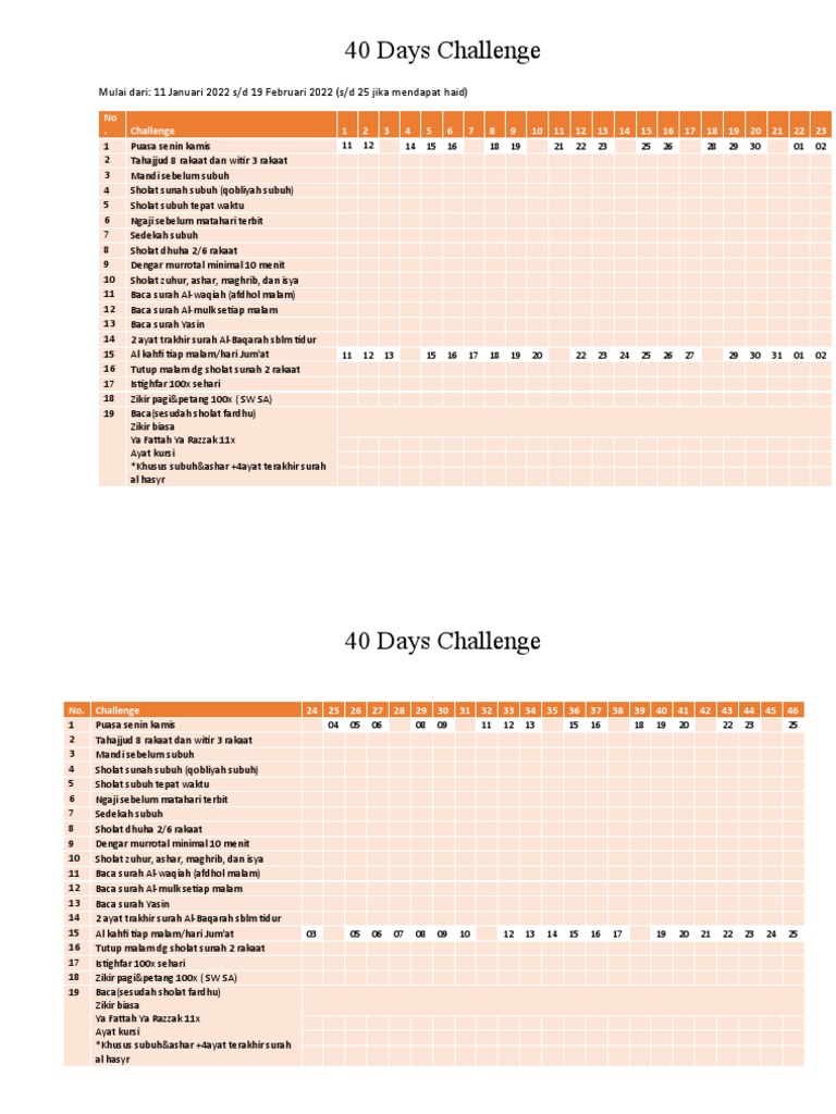 40 Days Challenge | PDF