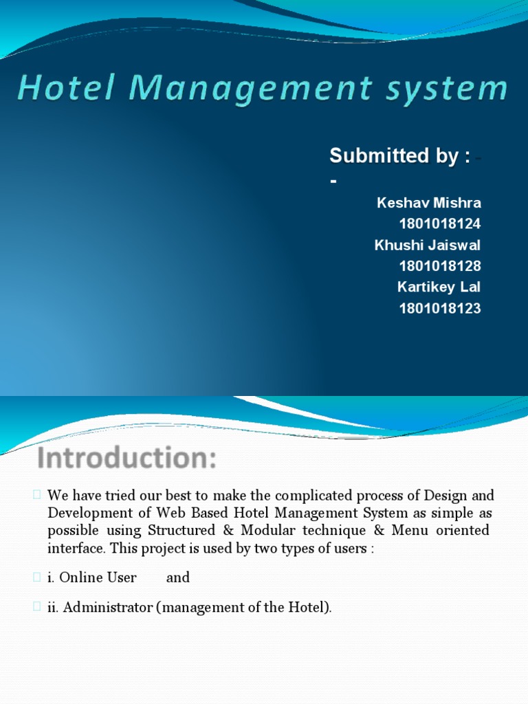Hotel Management System | PDF | Point Of Sale | Html