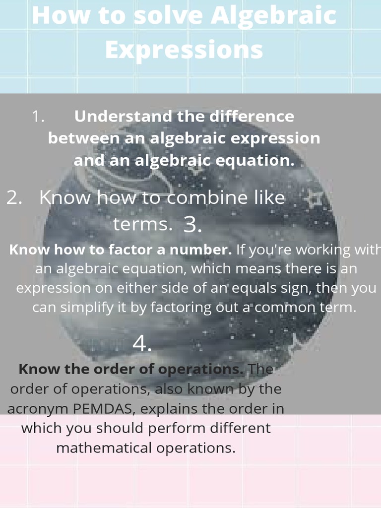 How To Solve Algebraic Expressions | PDF
