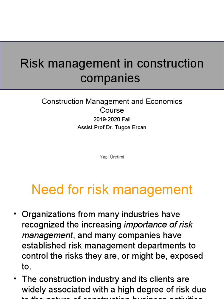 Risk Management in Construction Companies: Identifying and Analyzing ...