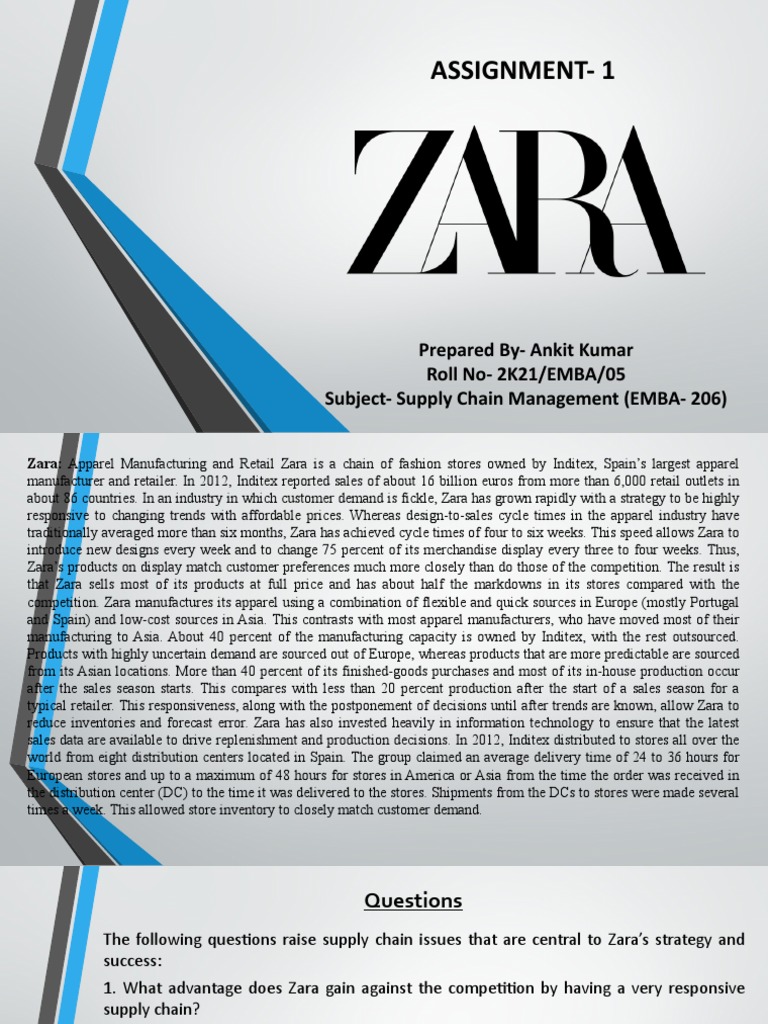 Assignment-1: Prepared by - Ankit Kumar Roll No - 2K21/EMBA/05 Subject - Supply Chain Management ...