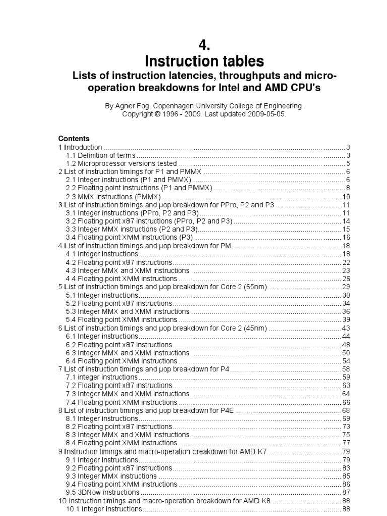 Instruction Tables | PDF | Microprocessor | Computer Hardware
