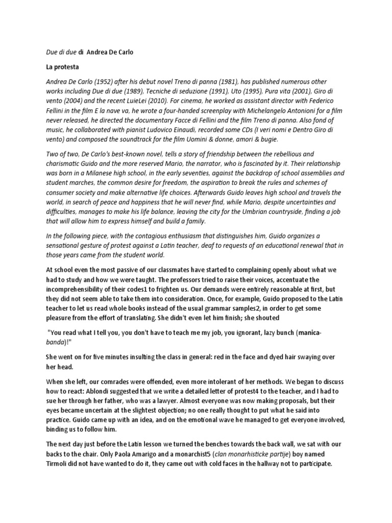 Due Di Due Di Andrea de Carlo | PDF