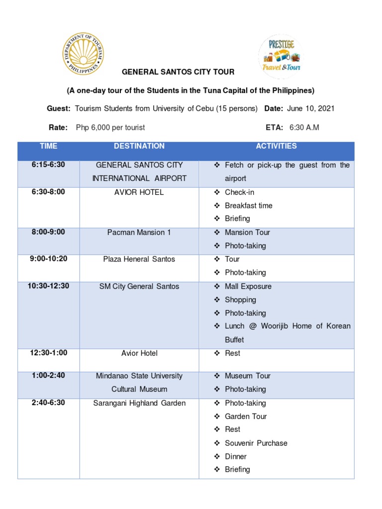 Tour Itinerary & Script - Final | PDF