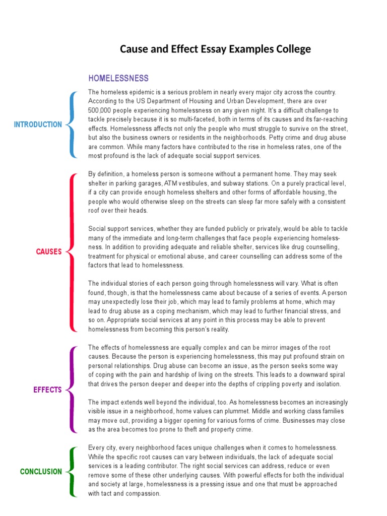 Cause and Effect Essay Examples College | PDF | Homelessness