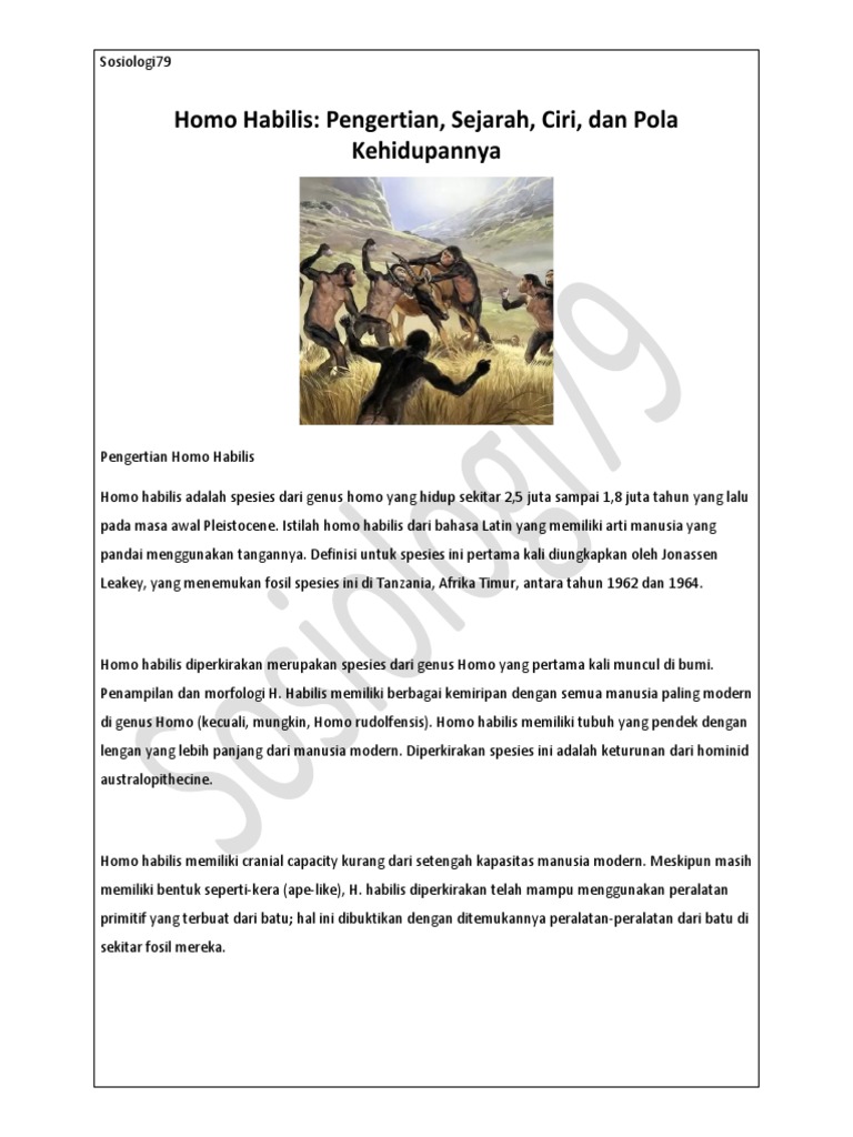 Ciri dan Sejarah Homo Habilis | PDF
