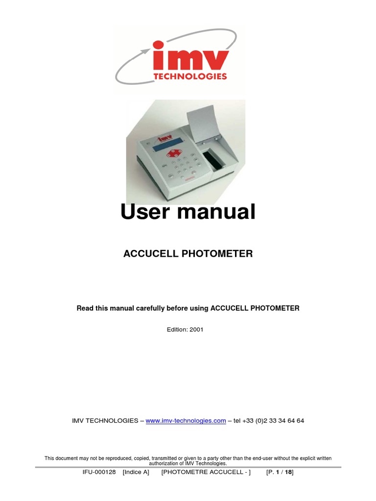 User Manual of Accucell Photometer | PDF