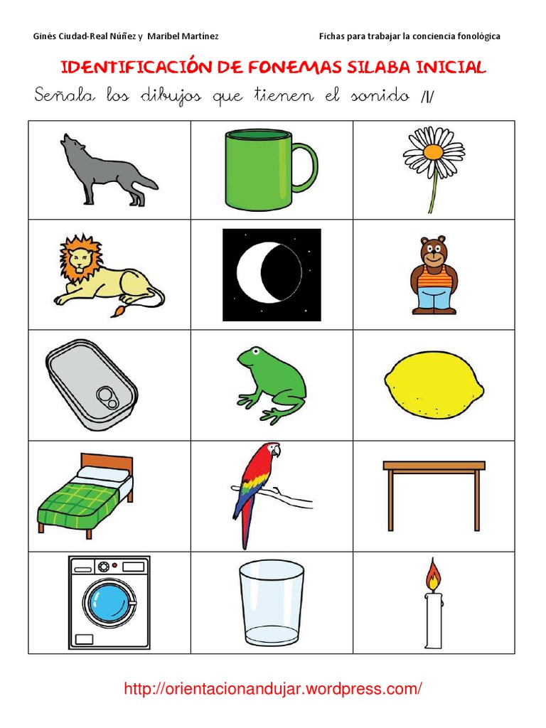 Fichas de Identificación de Fonemas | PDF | Fonología | Sílaba