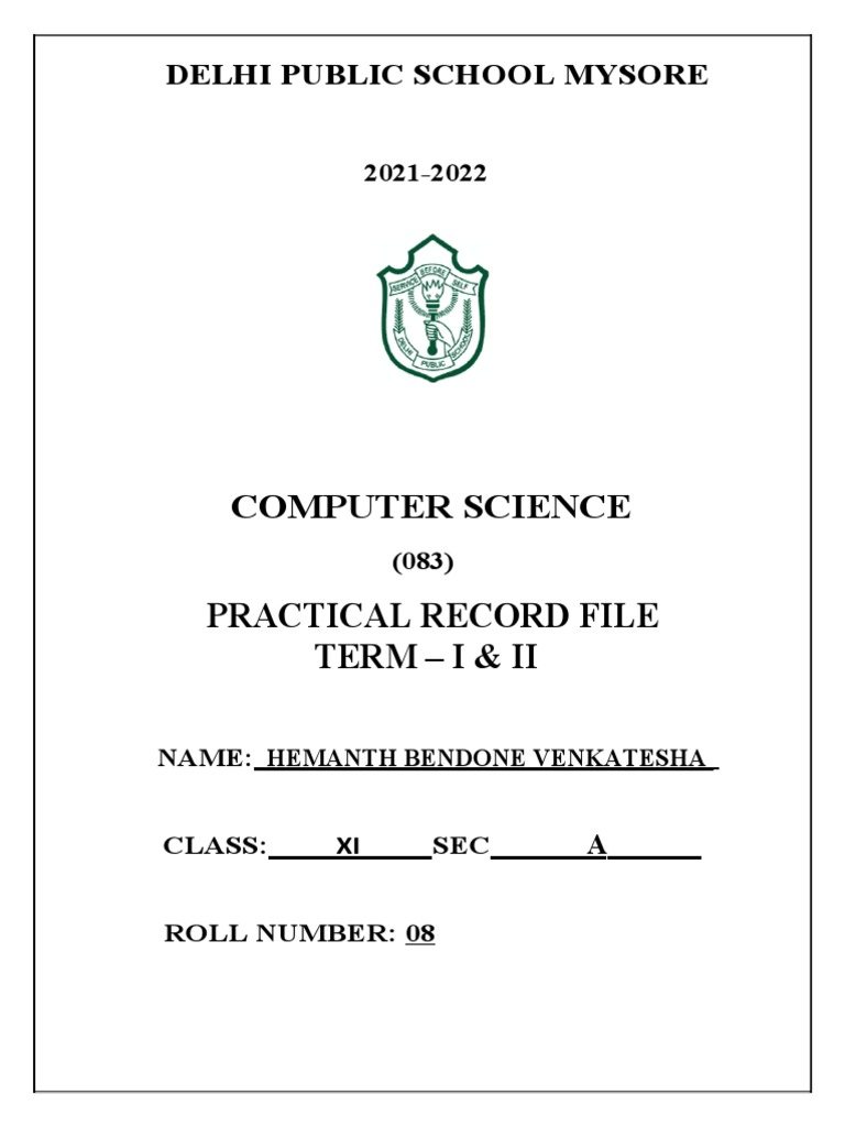 Computer Science: Practical Record File Term - I & Ii | PDF | Workweek ...