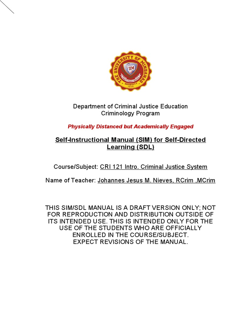 Cri 121-Intro Cjs | PDF | Crimes | Crime & Violence