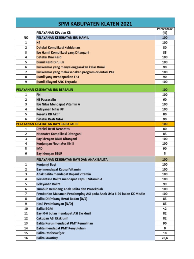 Laporan SPM Kesehatan Ibu dan Anak Klaten 2021 | PDF