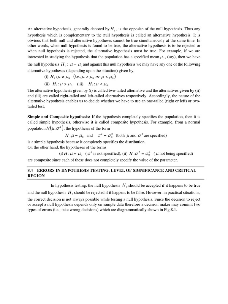 Simple and Composite Hypothesis: If The Hypothesis Completely Specifies ...