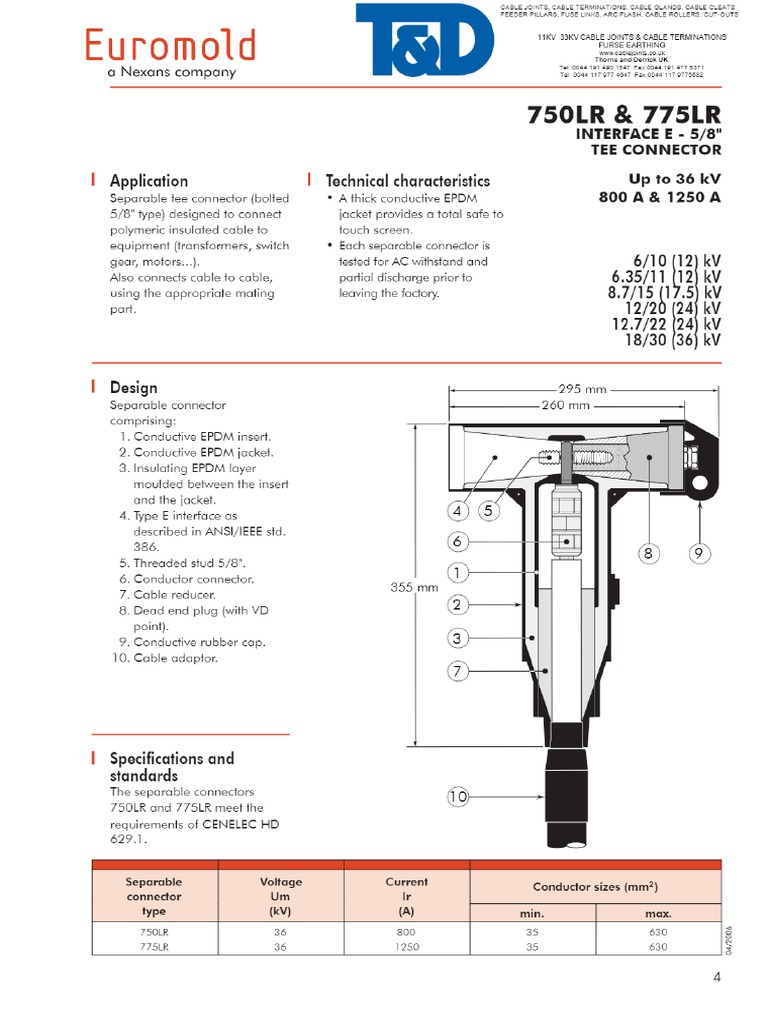 Elastimold 1250A 33kV Bolted Tee Connectors 35-630sqmm - Manualzz | PDF