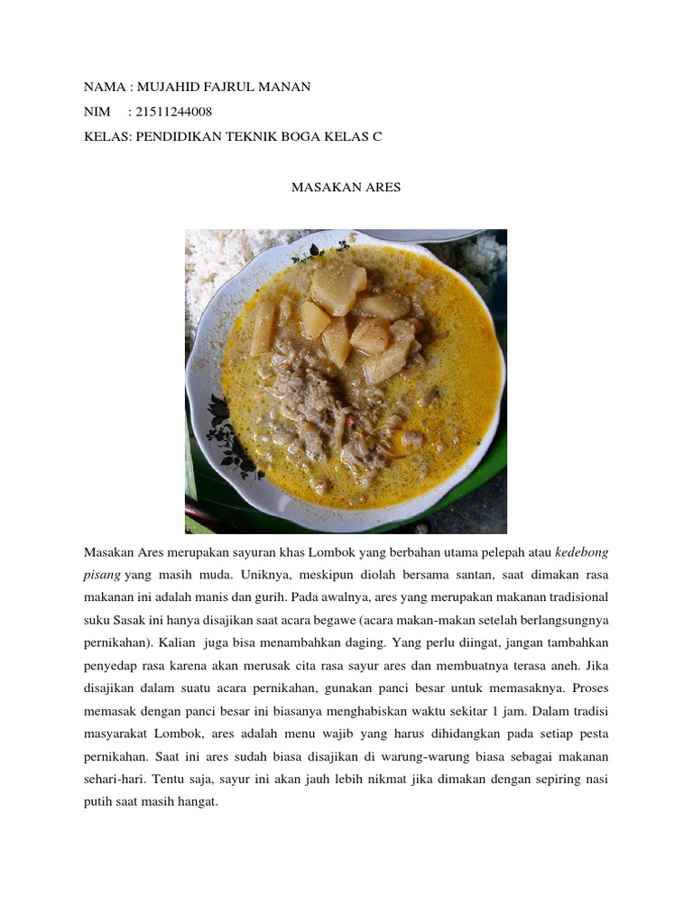 Surve Menu - Mujahid Fajrul Manan - 21511244008 | PDF | Memasak ...