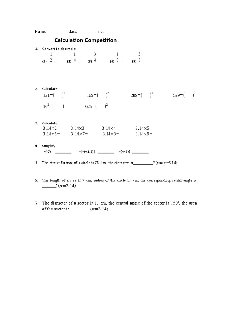 Calculation Quiz | PDF | Teaching Methods & Materials | Technology ...