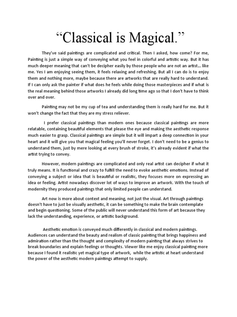 Classical Is Magical An Old Essay | PDF | Paintings | Aesthetics
