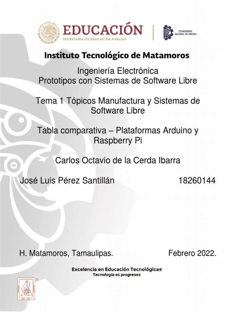 Tabla Comparativa Arduino y Raspberry Pi - José Pérez | PDF | Hardware ...
