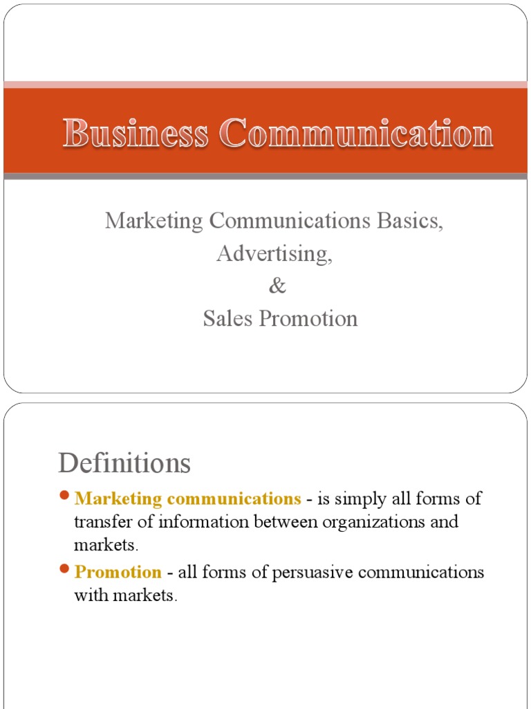 Marketing Communications Basics, Advertising, & Sales Promotion | PDF ...