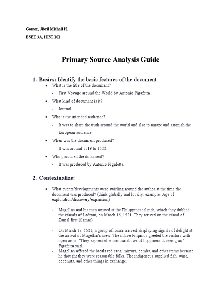 Primary Source Analysis Guide - Gomez | PDF | Philippines