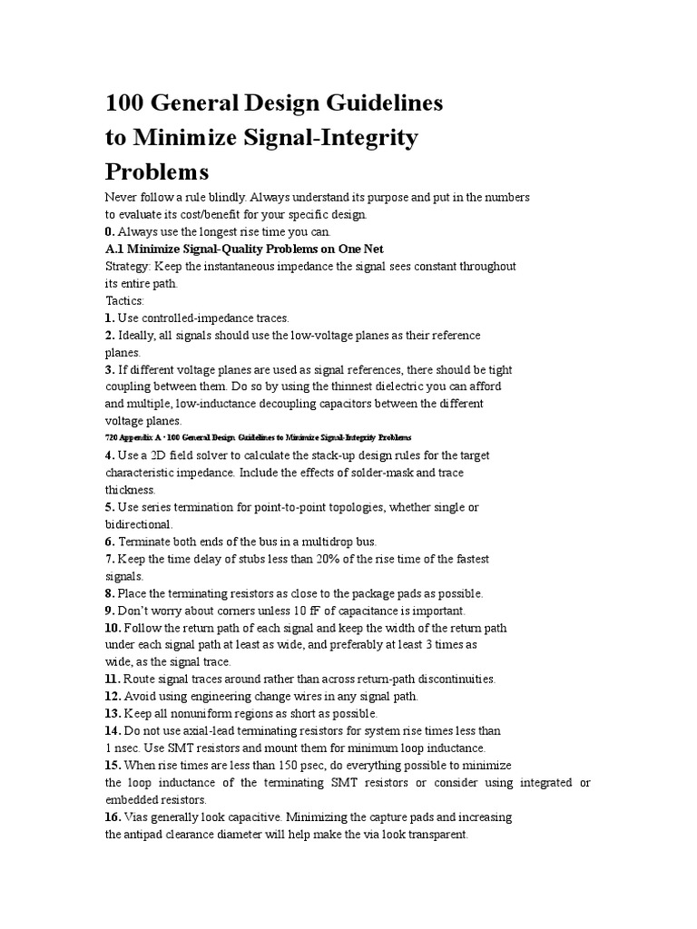 100 General Design Guidelines To Minimize Signal-Integrity Problems ...