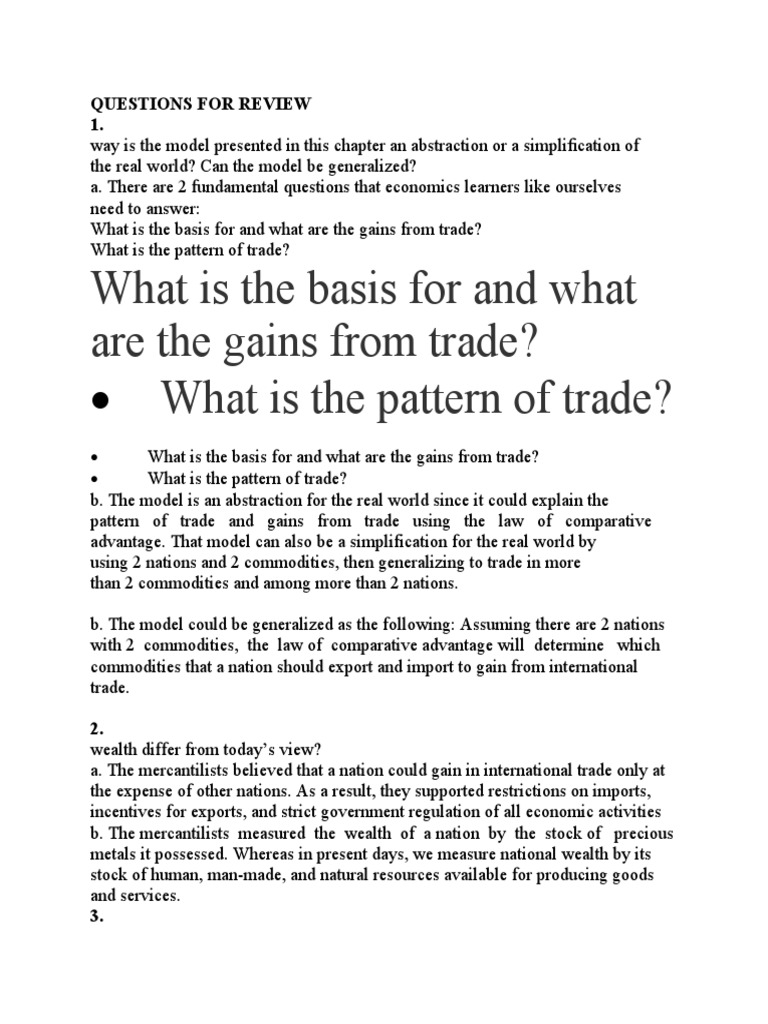 What Is The Basis For and What Are The Gains From Trade? What Is The ...