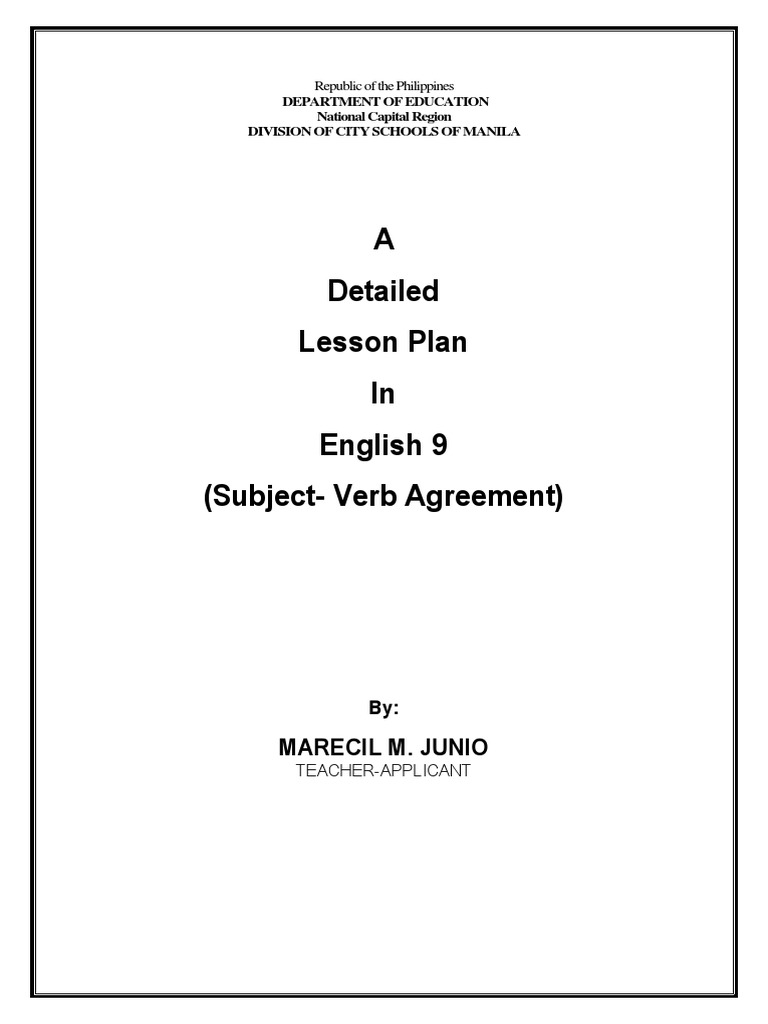 Subject-Verb Agreement Lesson Plan | PDF | Plural | Verb