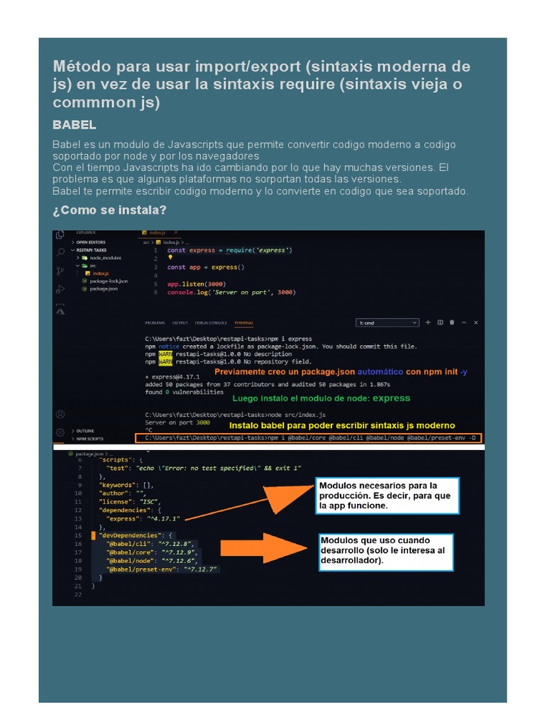 Node - Express - Babel (Para Usar Js Moderno - Import-Export) | PDF