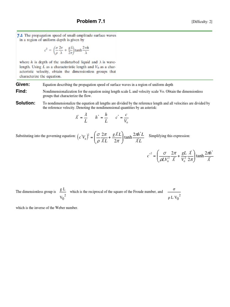 Problem 7.1: Given: Find: Solution | PDF | Dynamics (Mechanics) | Fluid ...