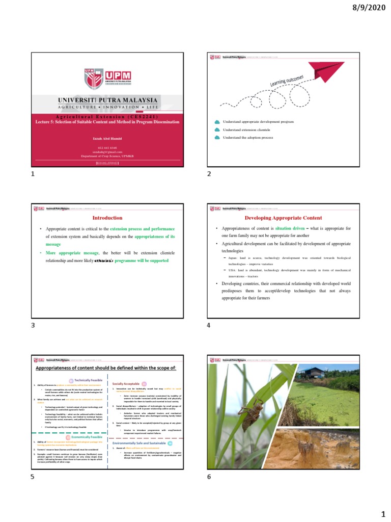 Developing Appropriate Content: Agricultural Extension (CES2241) | PDF ...